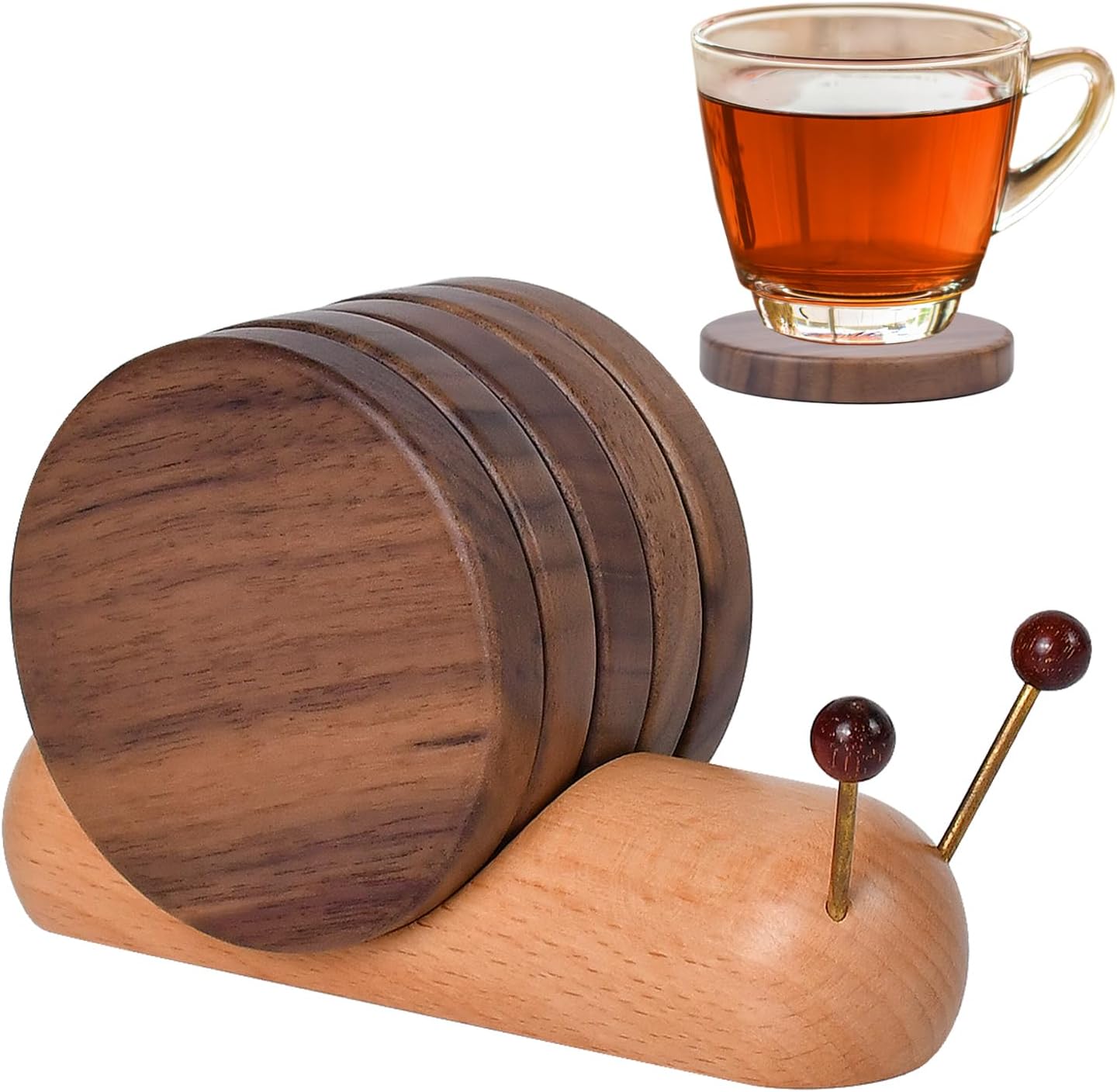 Amazon.com: Wood Coaster Set, Unique Snail Shape Wooden Coasters Heat ...