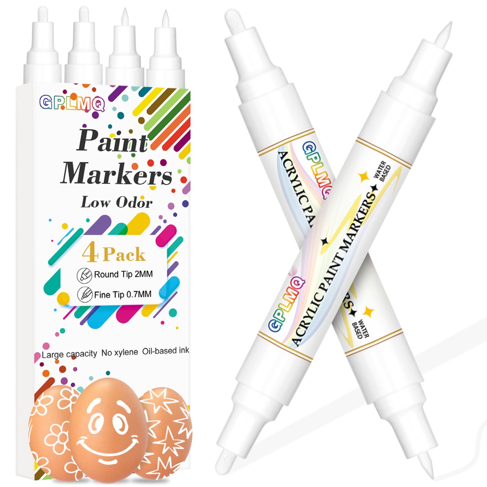 Amazon.com: GPLMQ White Paint Pens - 4 Pack Dual Tip Acrylic Paint ...