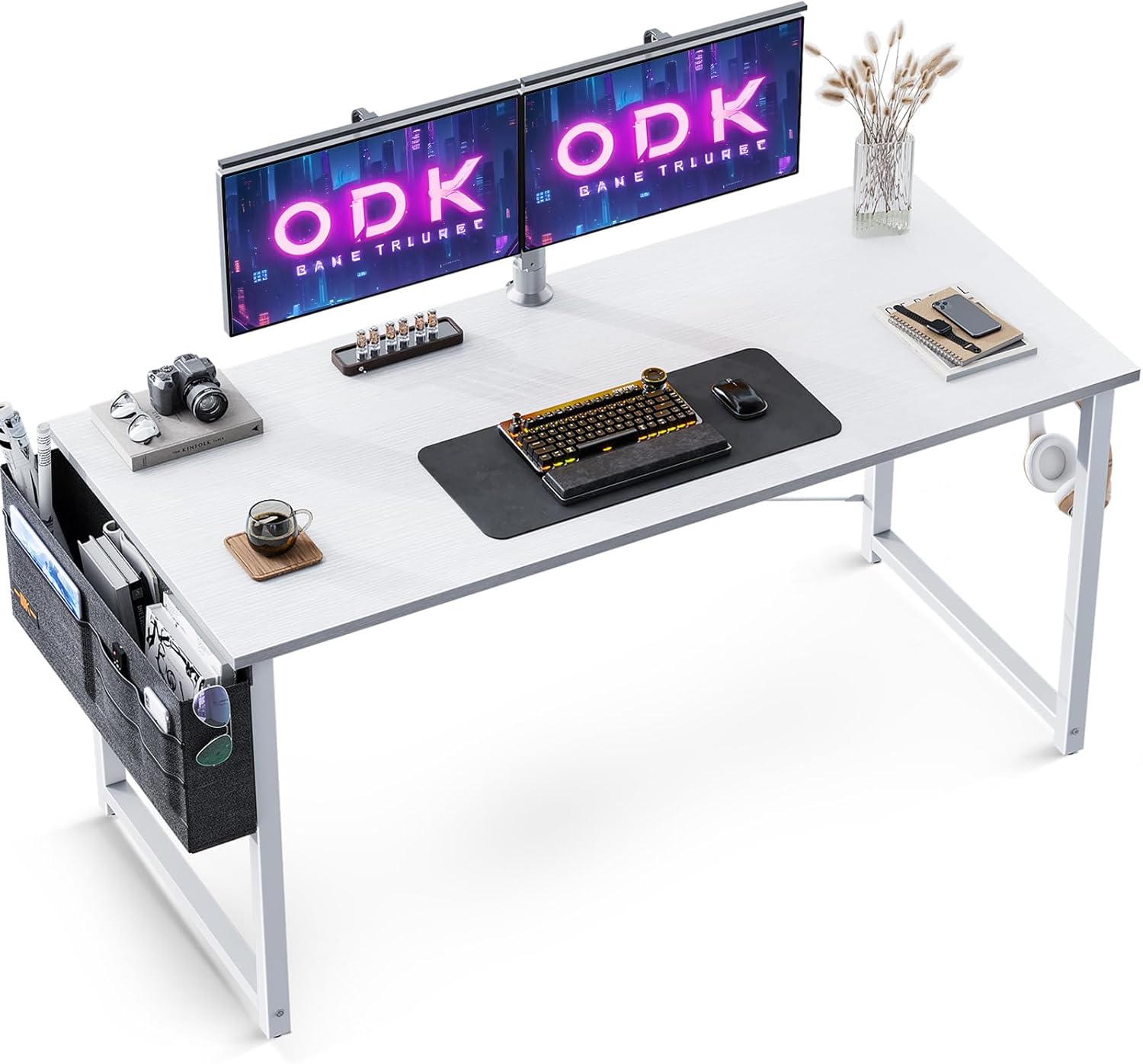 ODK Computer Desk 120 x 48 cm, Small Office Desk with Storage Bag ...