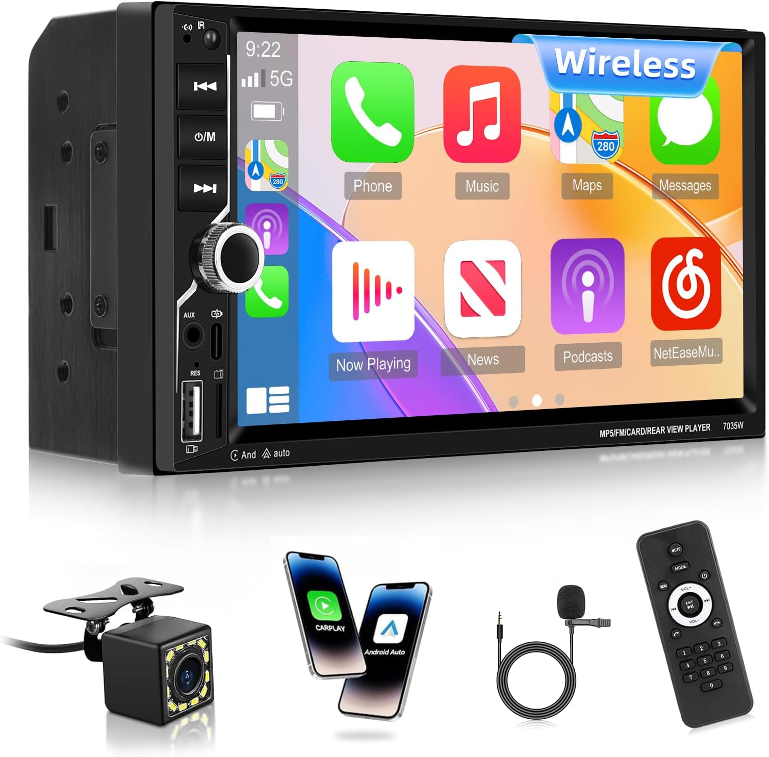 Amazon.com: 9 inch Wireless CarPlay Single Din Car Stereo 1 Din Touch ...