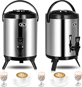 Amazon.com | 2 Pcs Stainless Steel Insulated Beverage Dispenser Insulated Thermal Hot and Cold ...