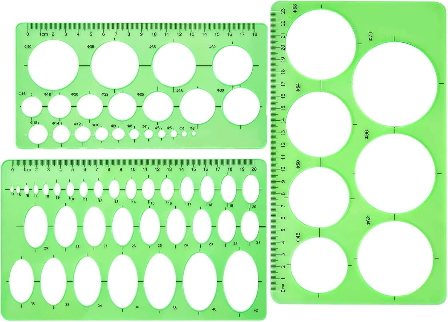 acdokuk 3 Pack Circle Template, Circle and Oval Drawing Ruler Tool, ABS ...