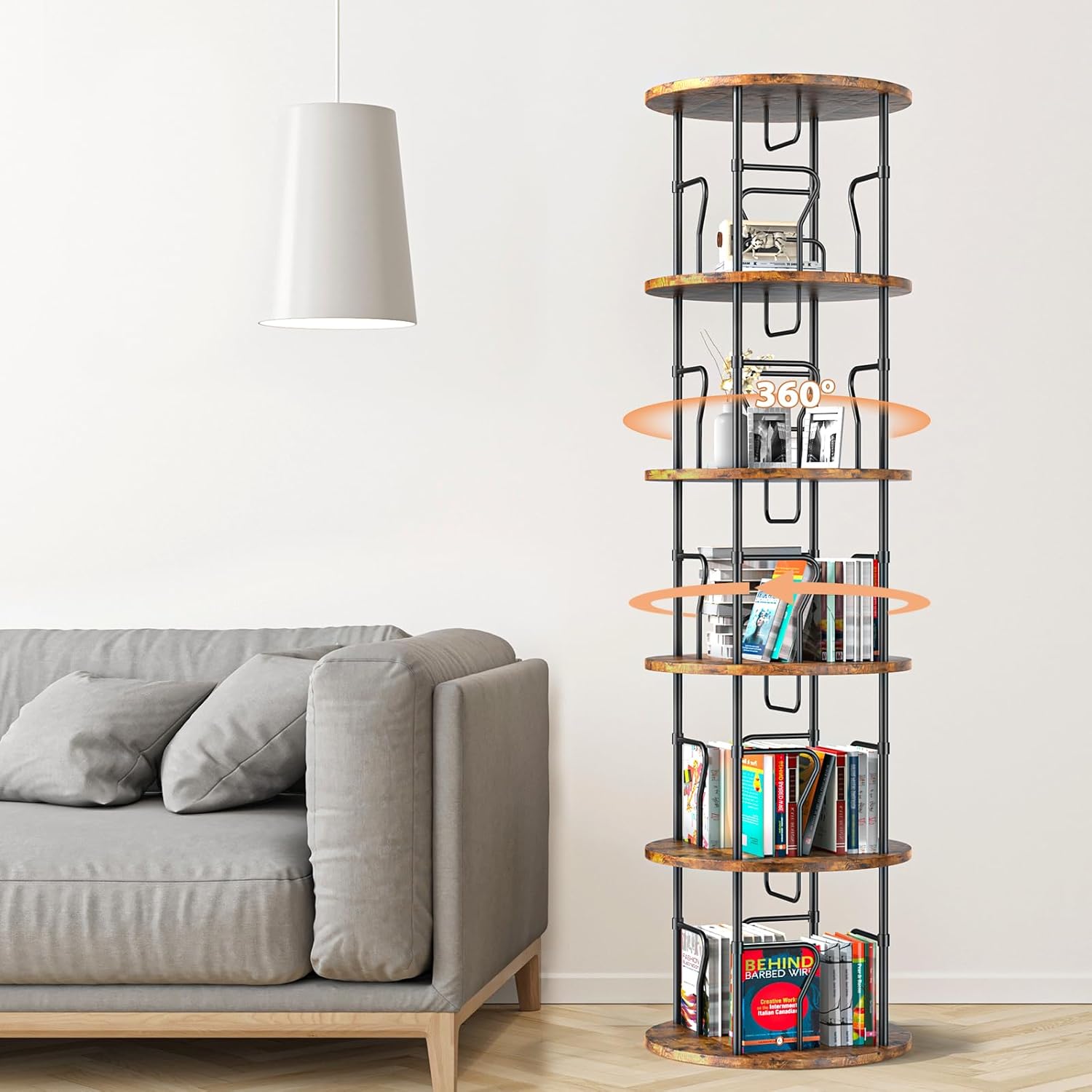 Amazon.com: VYRIVA 5 Tier Rotating Bookshelf Tower, Spinning Bookshelf ...