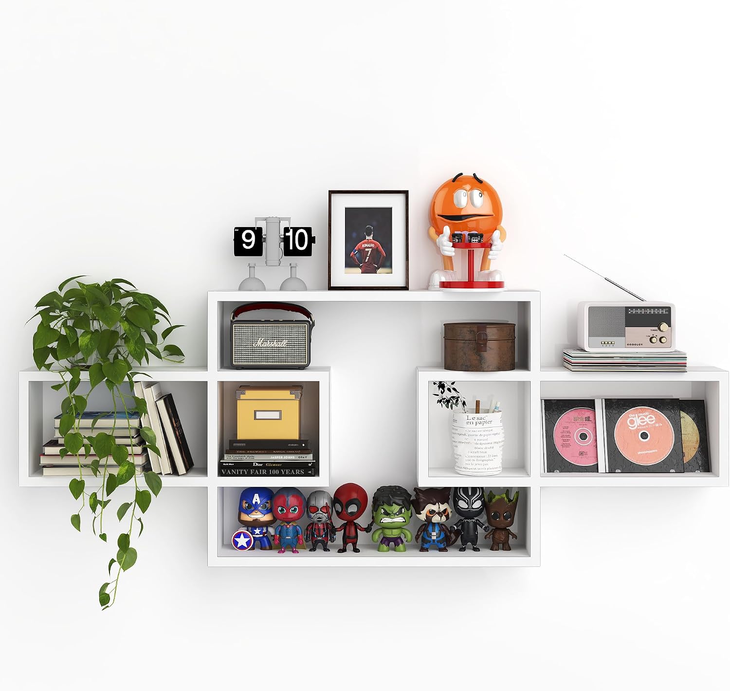 Amazon.com: White Wooden Square Cube Floating Shelves - Rectangle ...