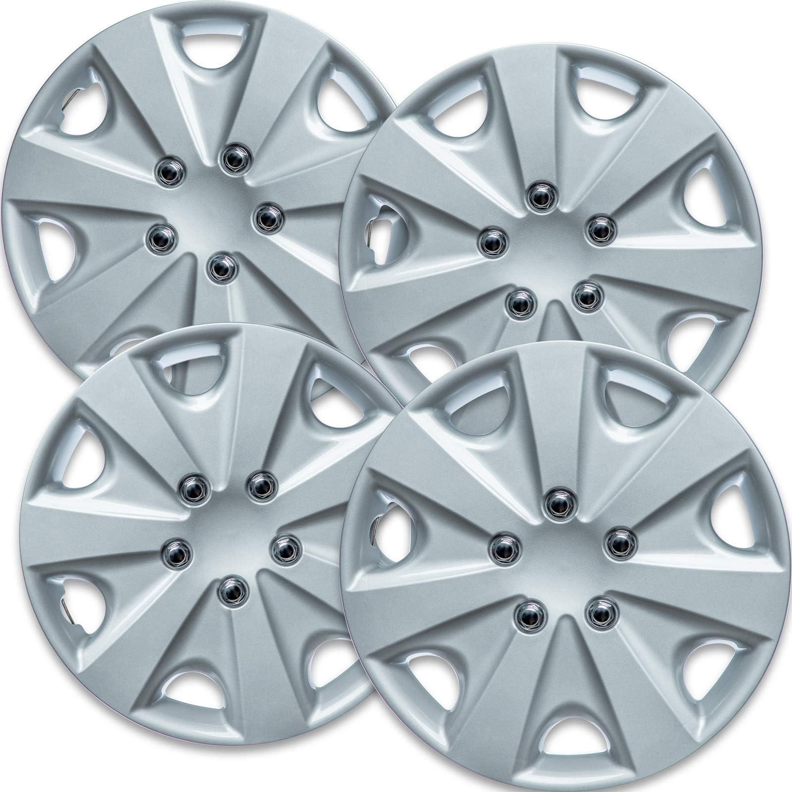 Amazon.com: OxGord 15 inch Silver Snap-On Hubcaps with 7 Spoke ...
