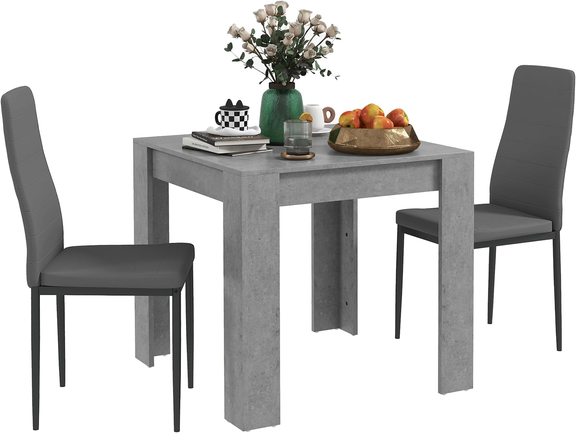 HOMCOM Ensemble table de salle à manger pour 2 ou 3 pièces, table et ...