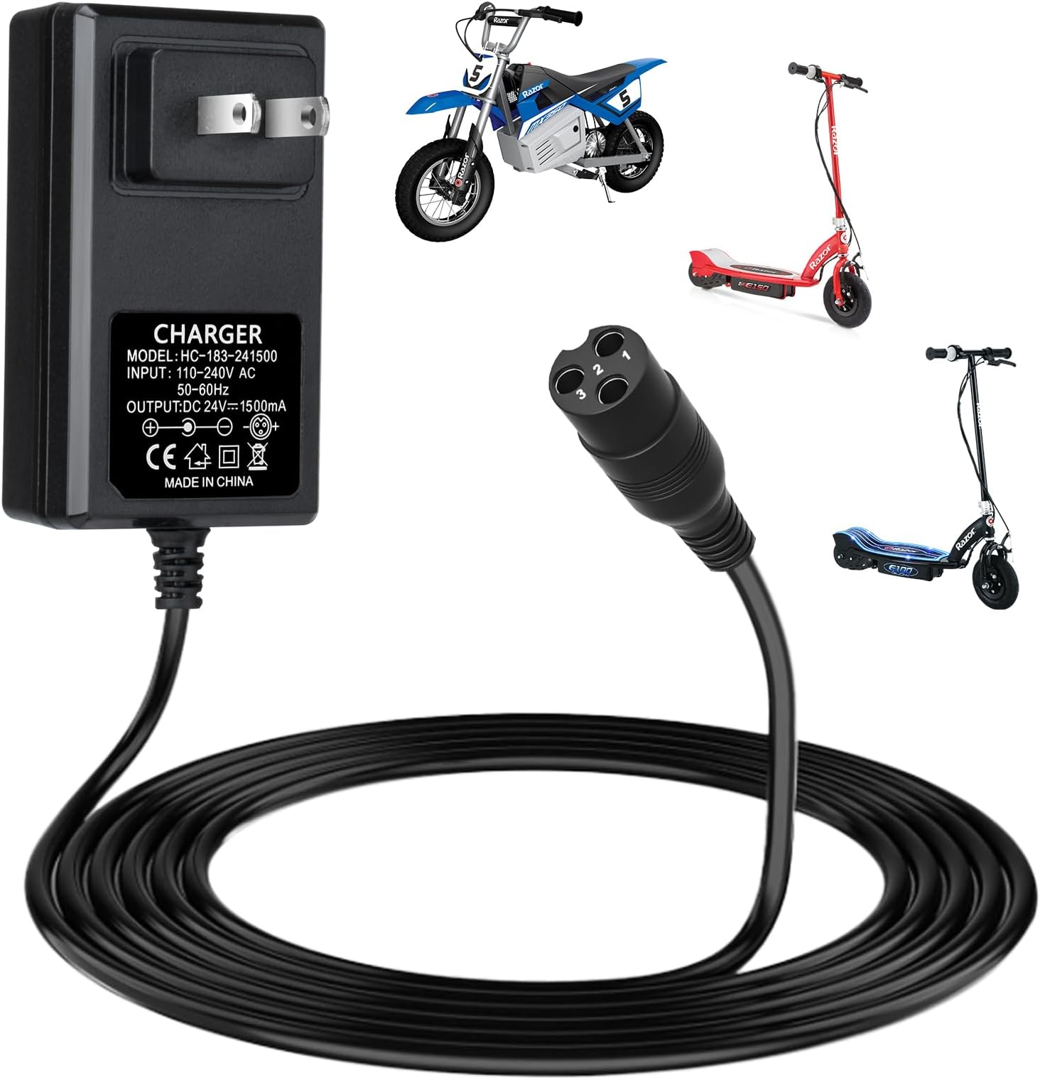 Amazon.com: 24V Charger for Electric Scooter Razor MX350 Electric ...