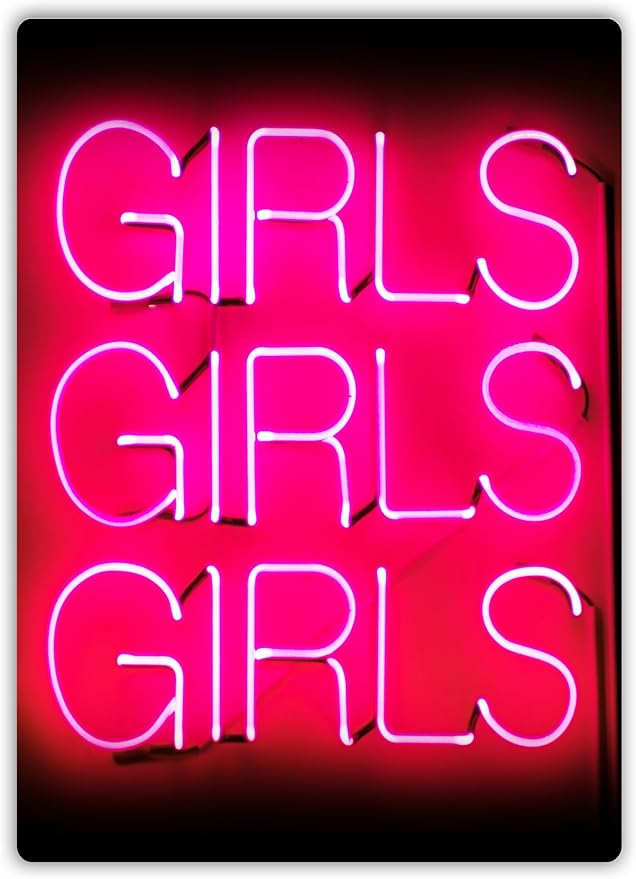 GIRLS GIRLS GIRLS - Neon Style Print - Metal Wall Sign Plaque : Amazon ...
