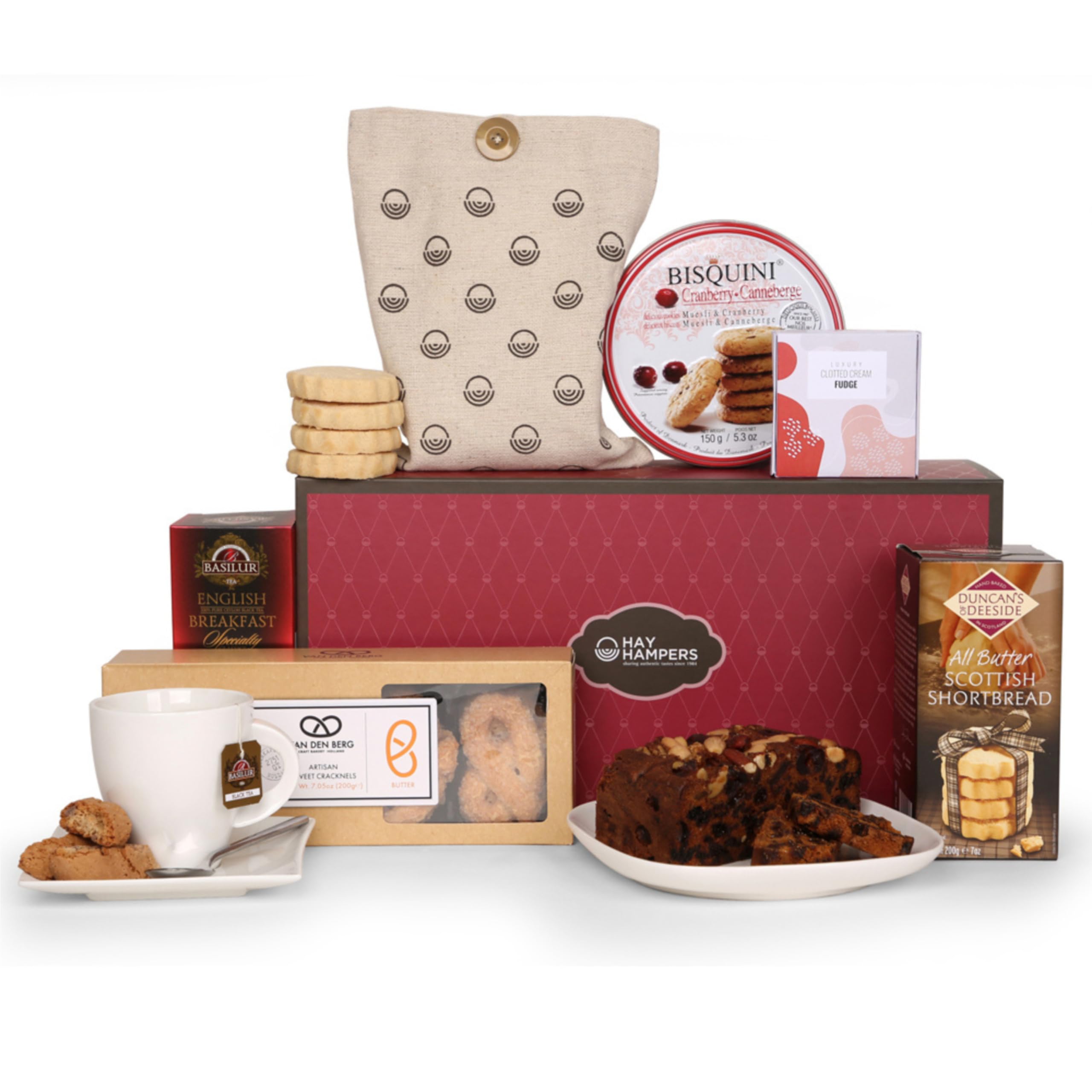 Afternoon Tea Hamper - Cake Hamper with Shortbread Biscuits, Fudge ...