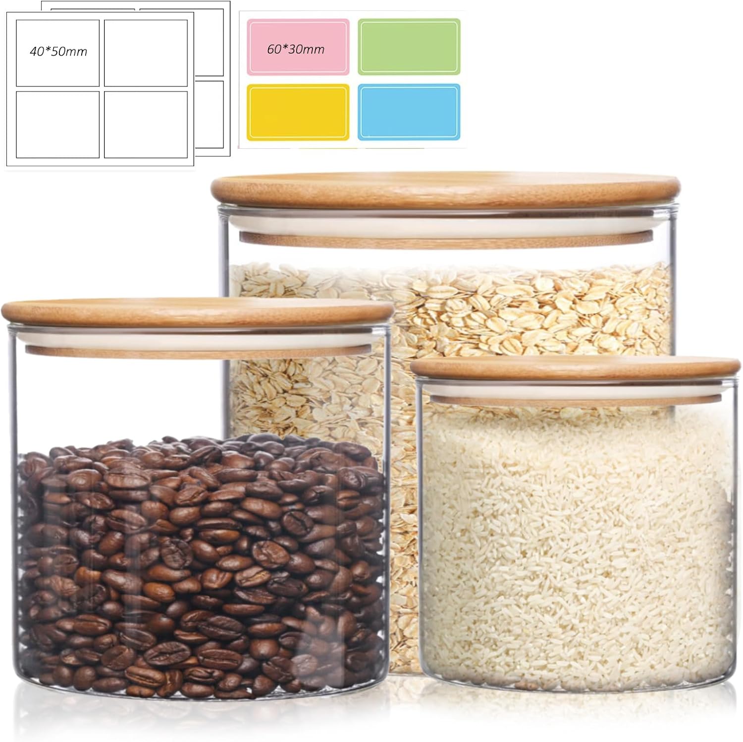 Amazon.com: AMOTIE Set of 3 Glass Food Storage Containers with Airtight ...