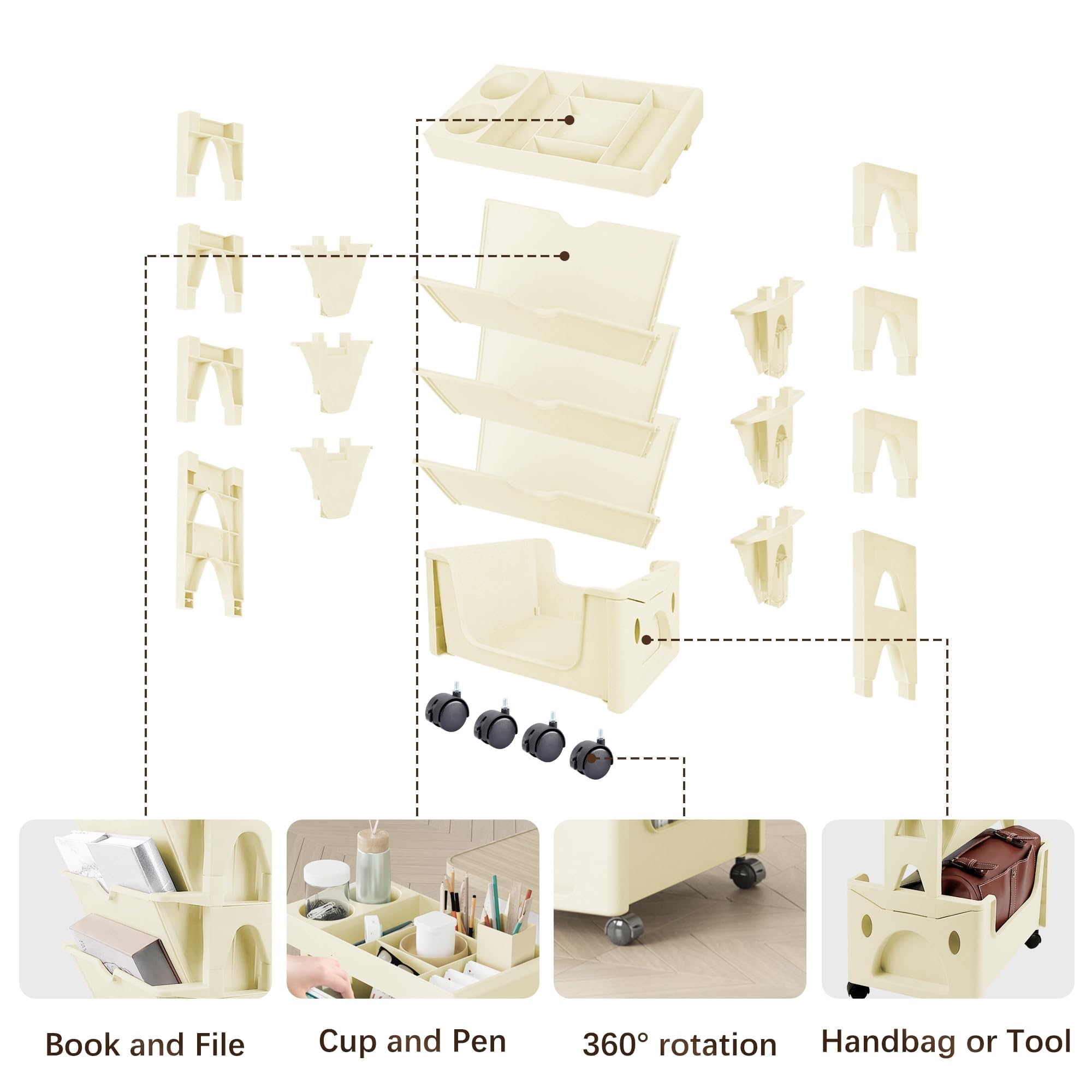 Snapklik.com : 5 Tier Book Rack Storage Bookshelf, Removable Movable ...