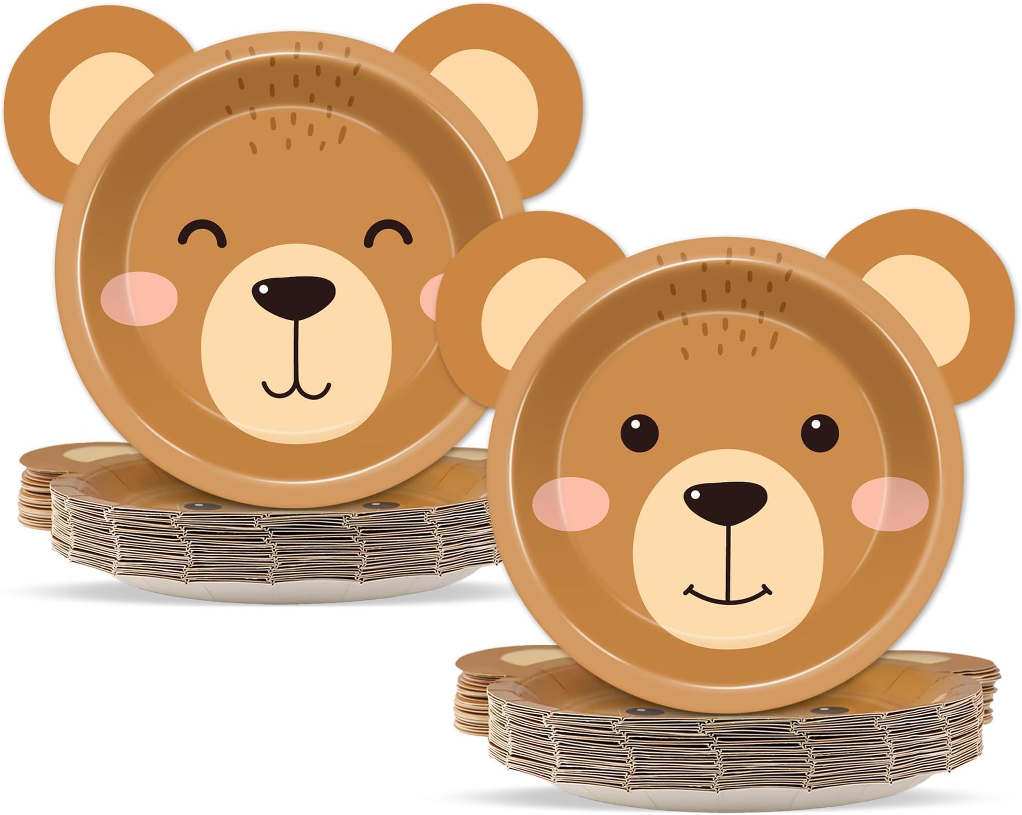 Amazon.com: Chinco 100 Count Teddy Bear Paper Plates We Can Bearly Wait ...