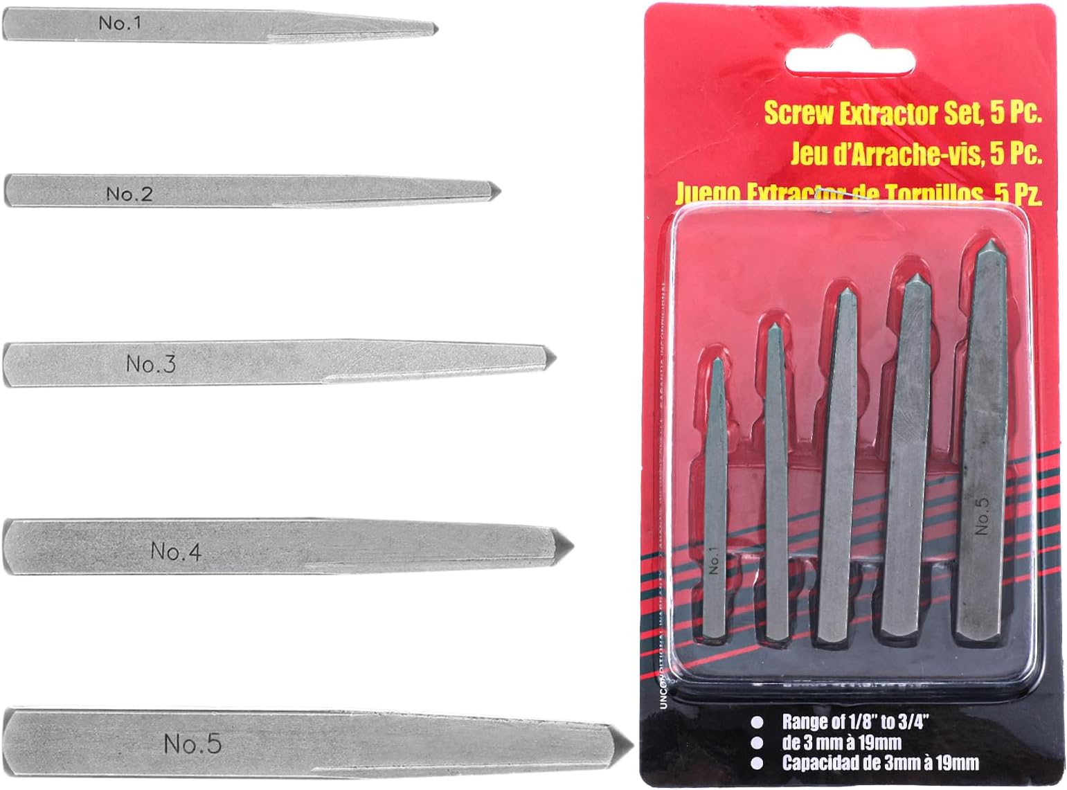 Drill Hog USA 6 Pc Square Easy Out Set Straight Screw Extractor ...