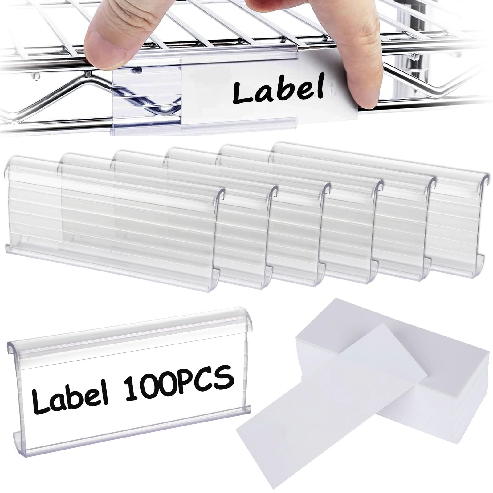Amazon.com : 100 PCS Wire Shelf Label Holders Plastic Wire Label Holder ...