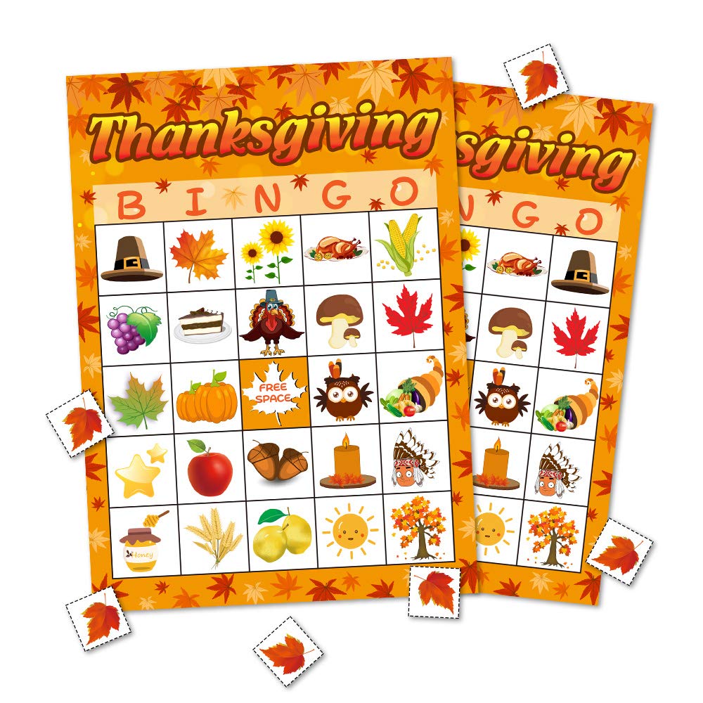 Amazon.com: Thanksgiving Day Bingo Game Party Supplies Gift for Kids ...