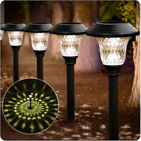 Balhvit Glass Solar Lights Outdoor, 8 Pack Super Bright Solar Pathway Lights, Up to 12 Hrs Long ...