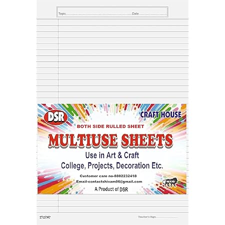 Givson Max A4 Size Single Side Ruled Sheet for Project/Assignments ...