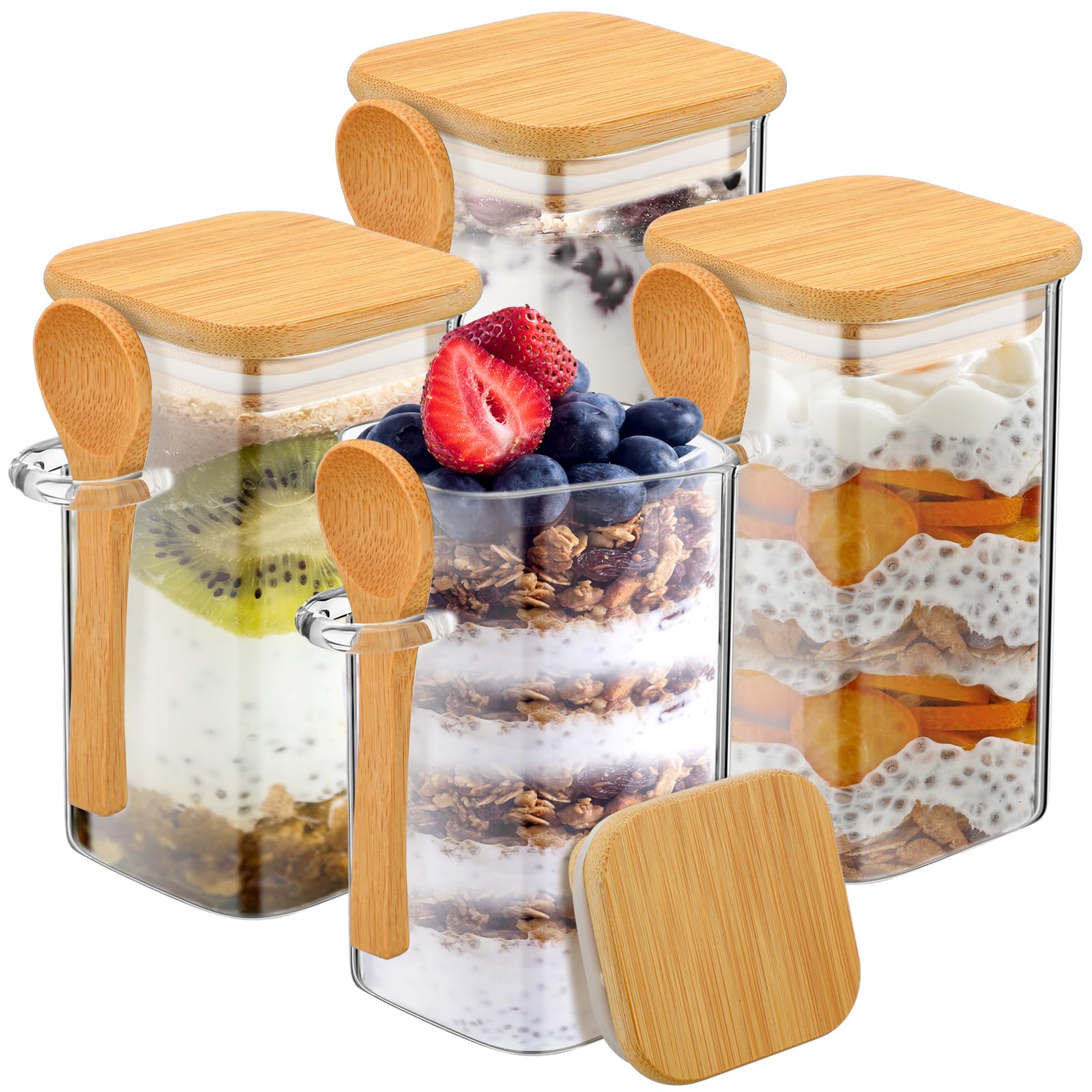 Amazon.com: Pickmesh 4 Pcs Overnight Oats Containers with Lids ...