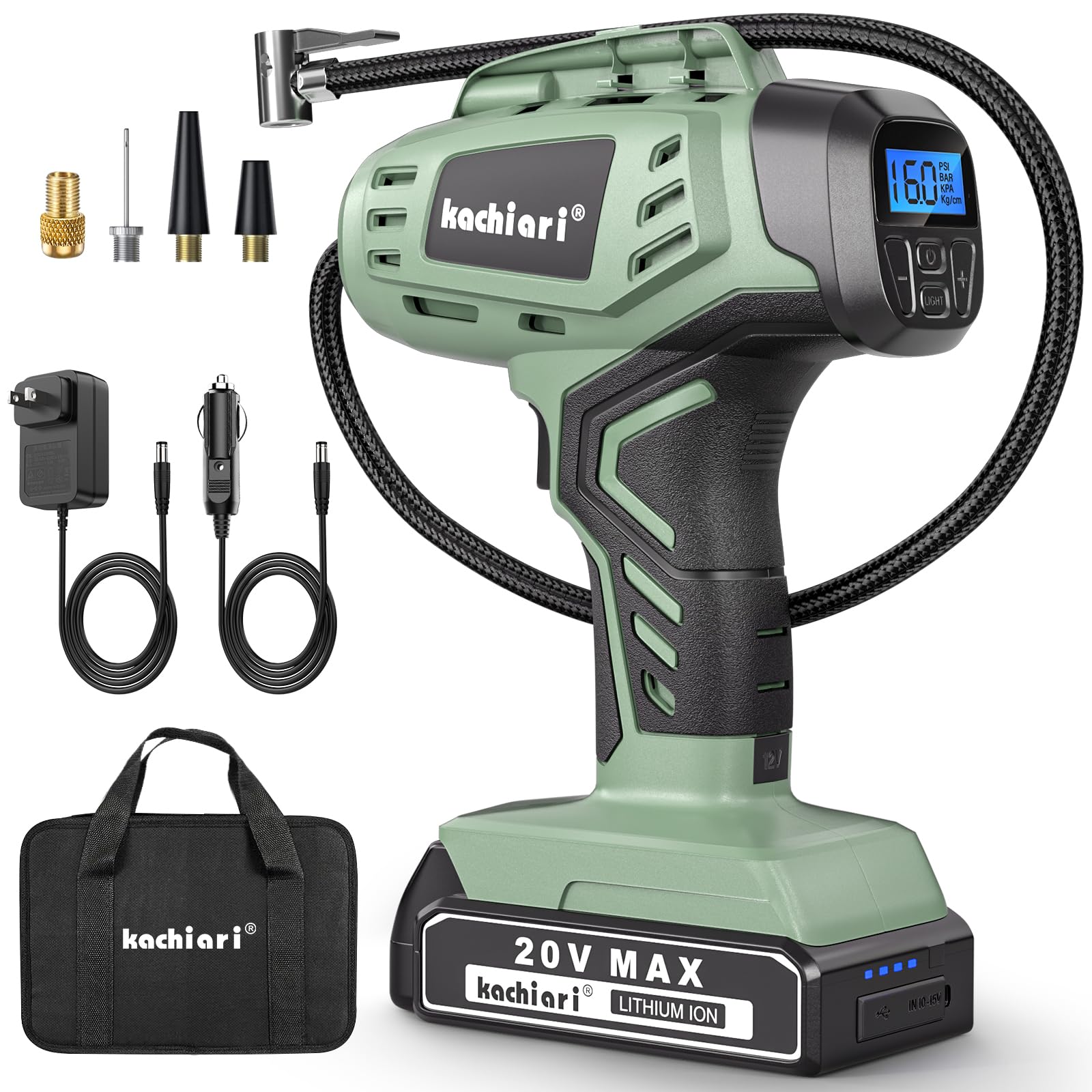 Amazon.com: Kachiari Tire Inflator Portable Air Compressor, 20V ...