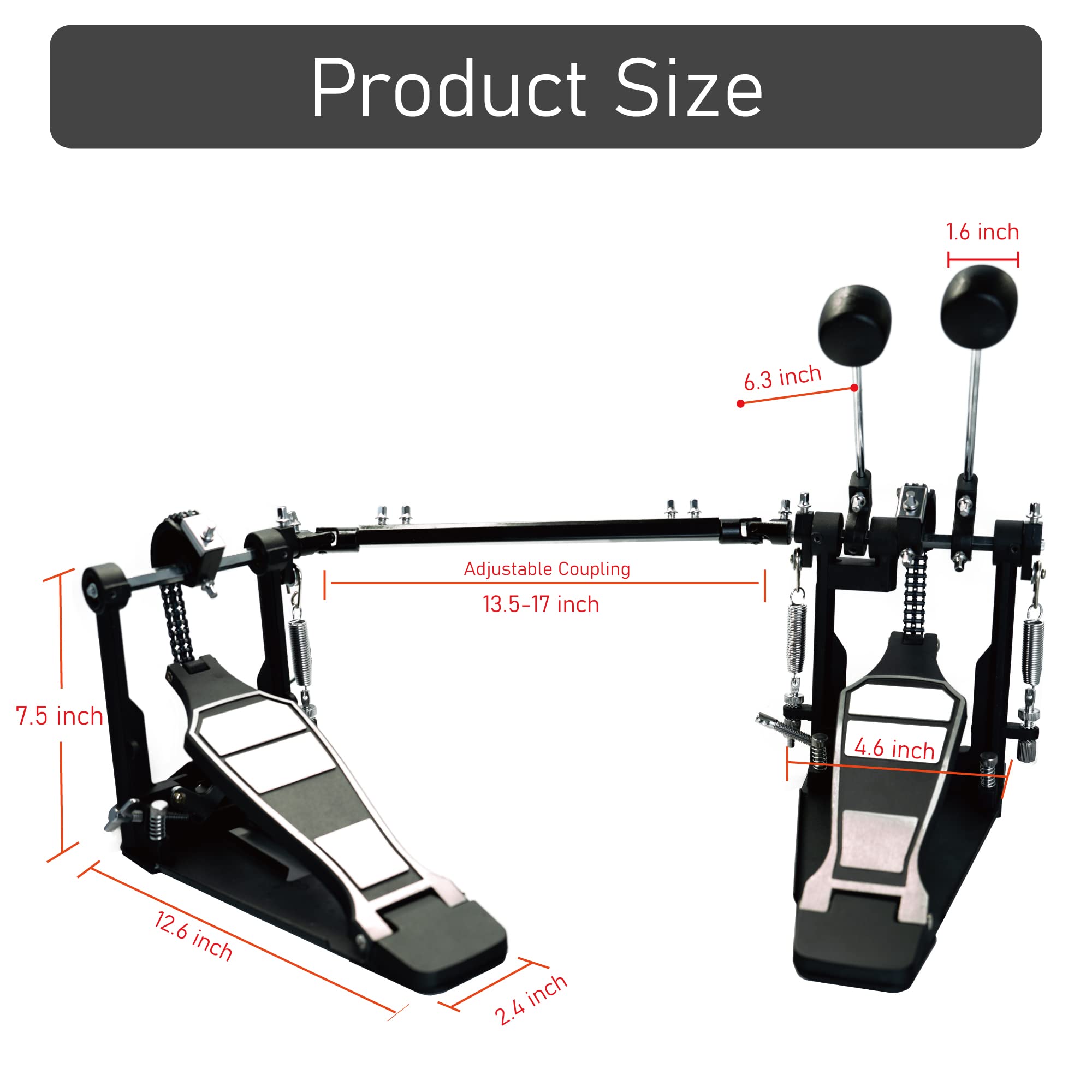 Snapklik.com : Double Bass Drum Pedals, Double Chain Drive Kick Drum ...