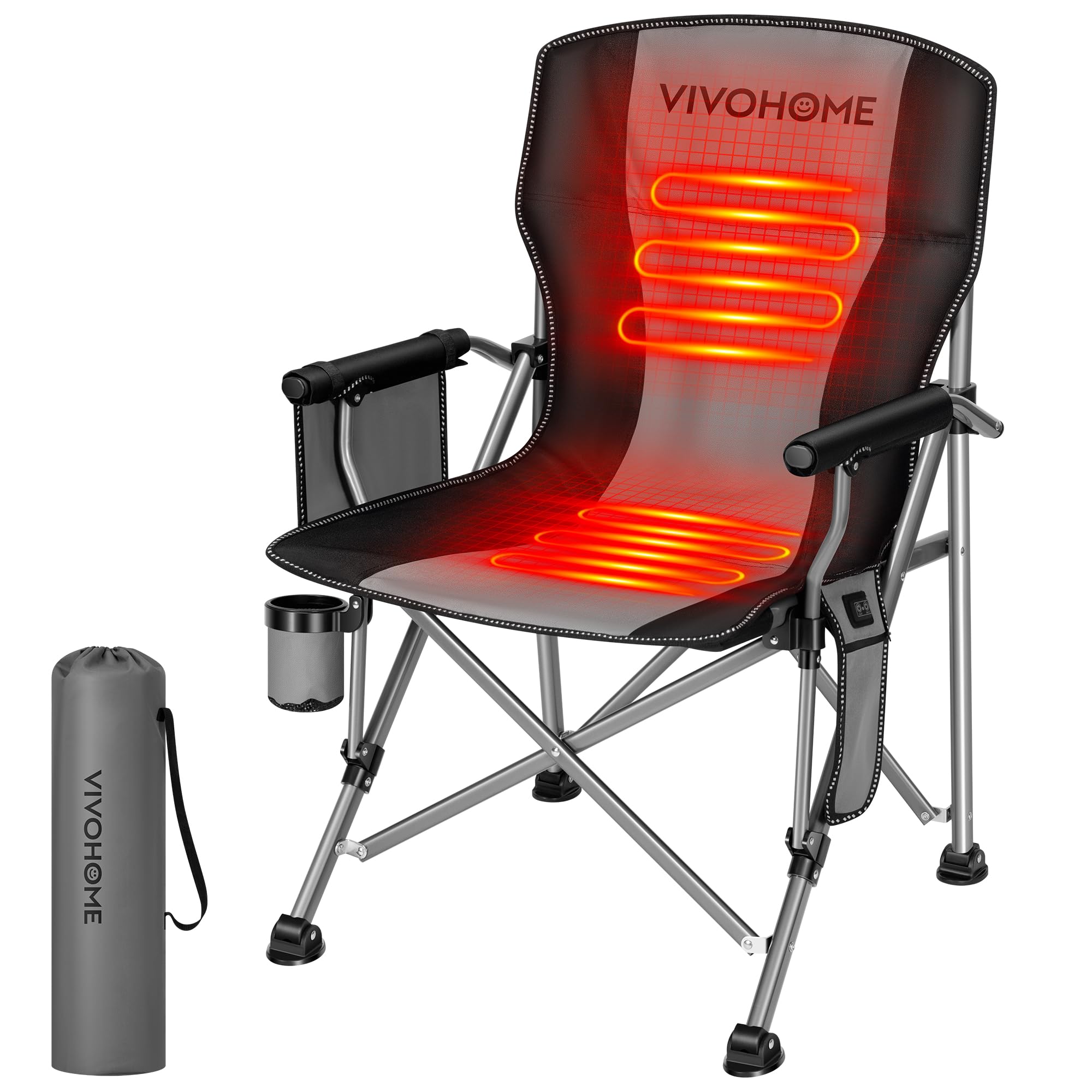 Amazon.com : VIVOHOME Heated Camping Chair for Adults, Portable Folding ...