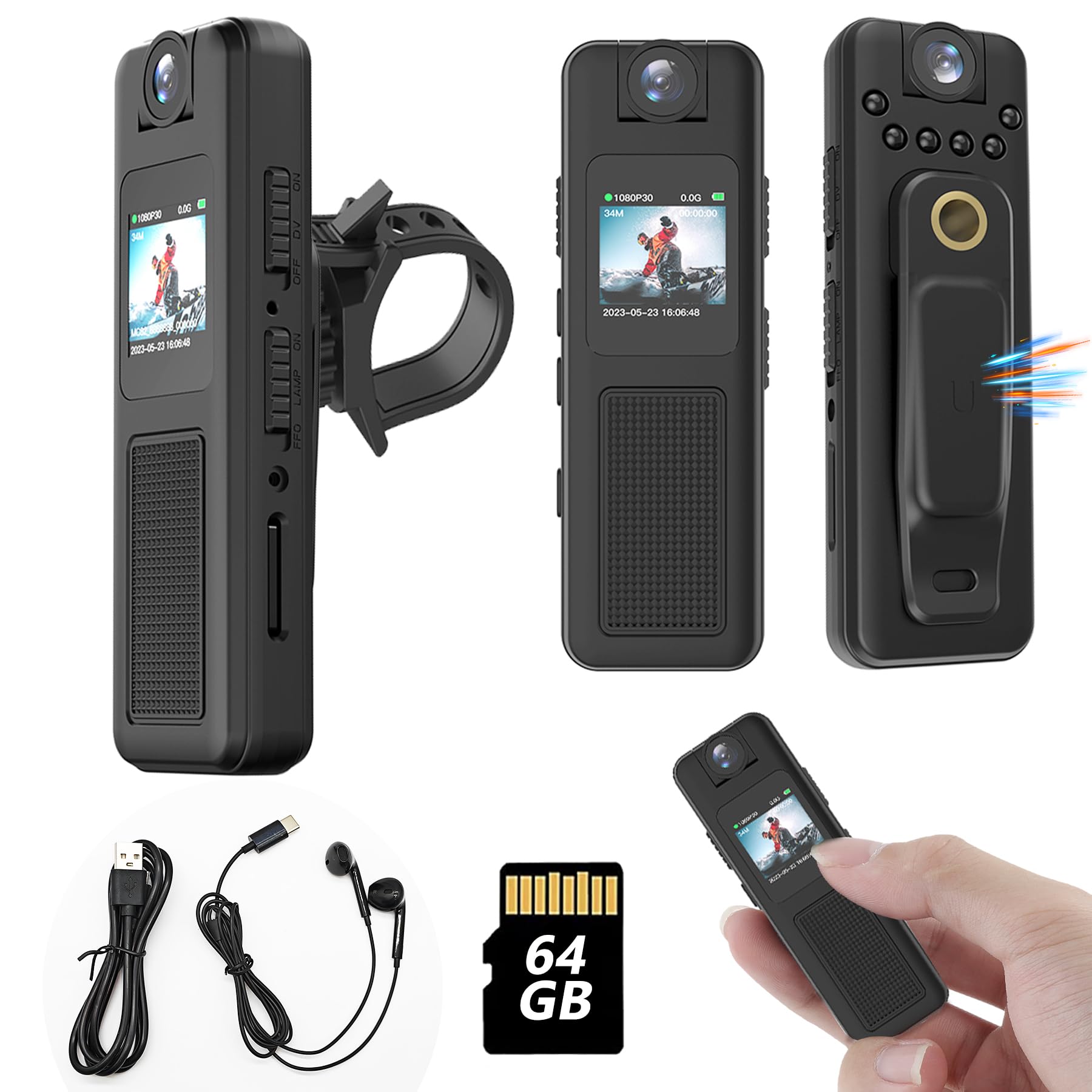 Amazon.com : Muayb Mini Body Camera 64GB with Audio and Video, Magnetic ...