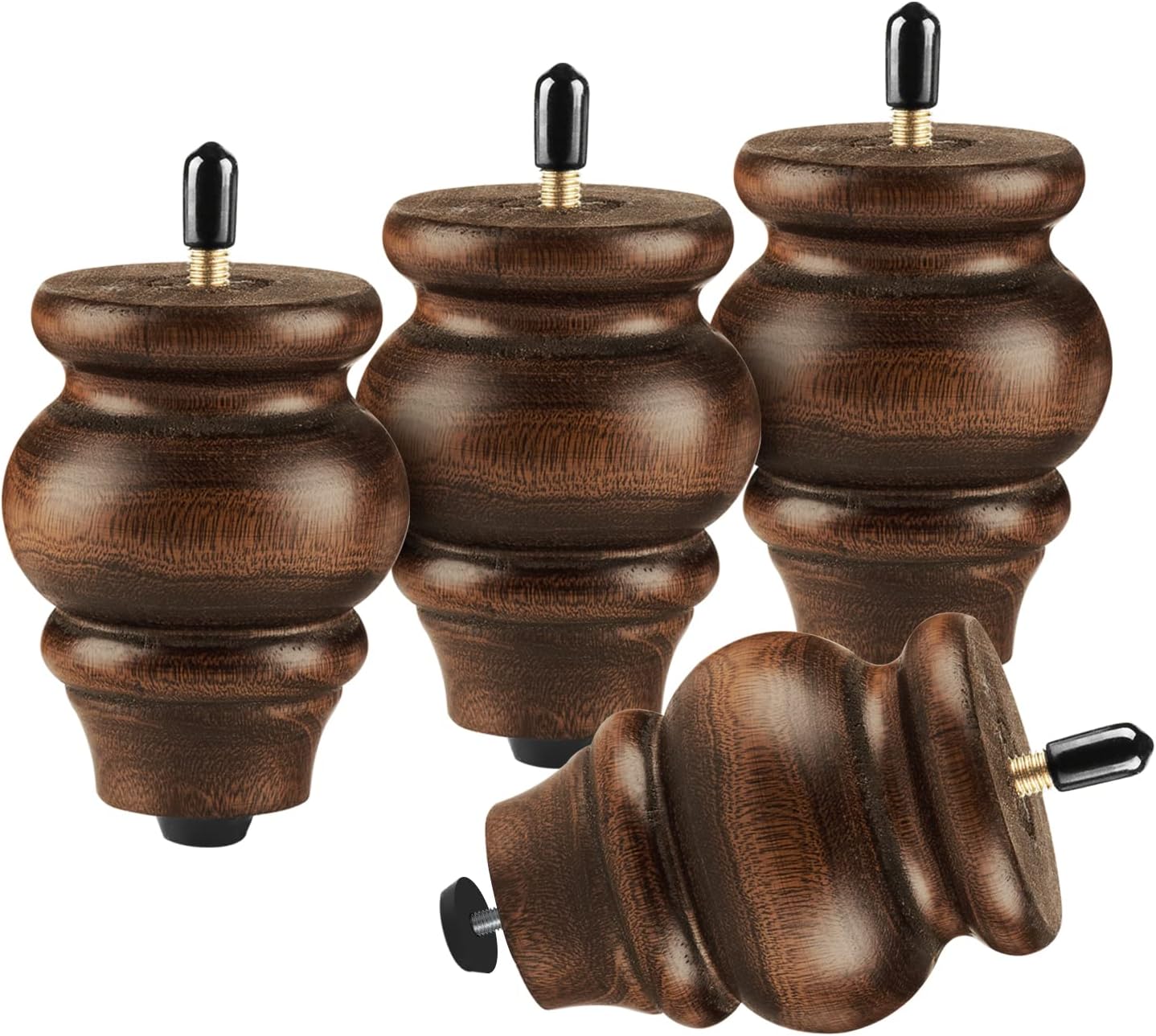 ALAMHI Round Wood Furniture Legs 3.5 Inch Gourd Shape Wood Sofa Legs ...