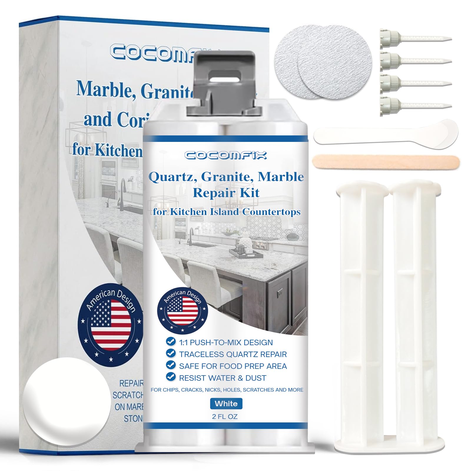 Quartz Countertop Chip Repair Kit(White), Marble and Granite Repair to ...