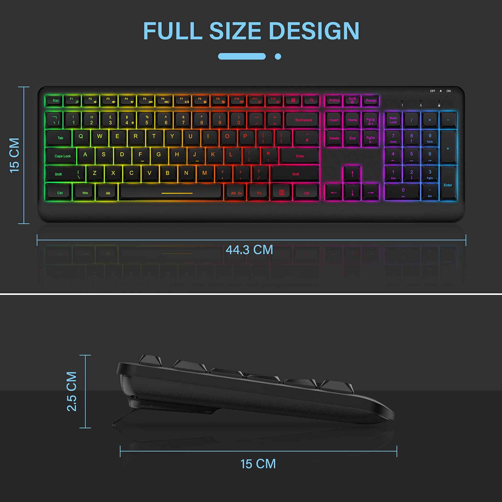 Wireless Keyboard Rainbow Backlit Wireless Gaming Keyboard ...