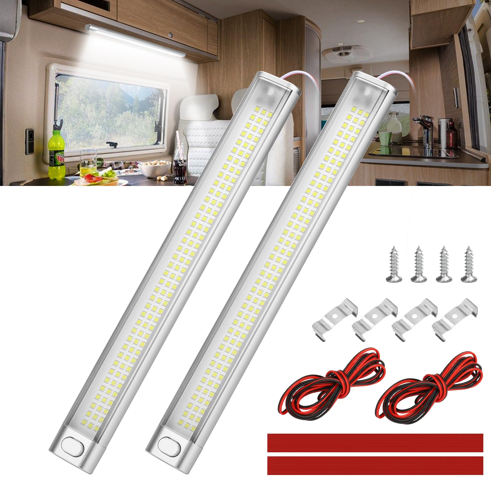 Linkstyle 12V Interior LED Light Bar, 120 LED White Lamp with ON/Off ...