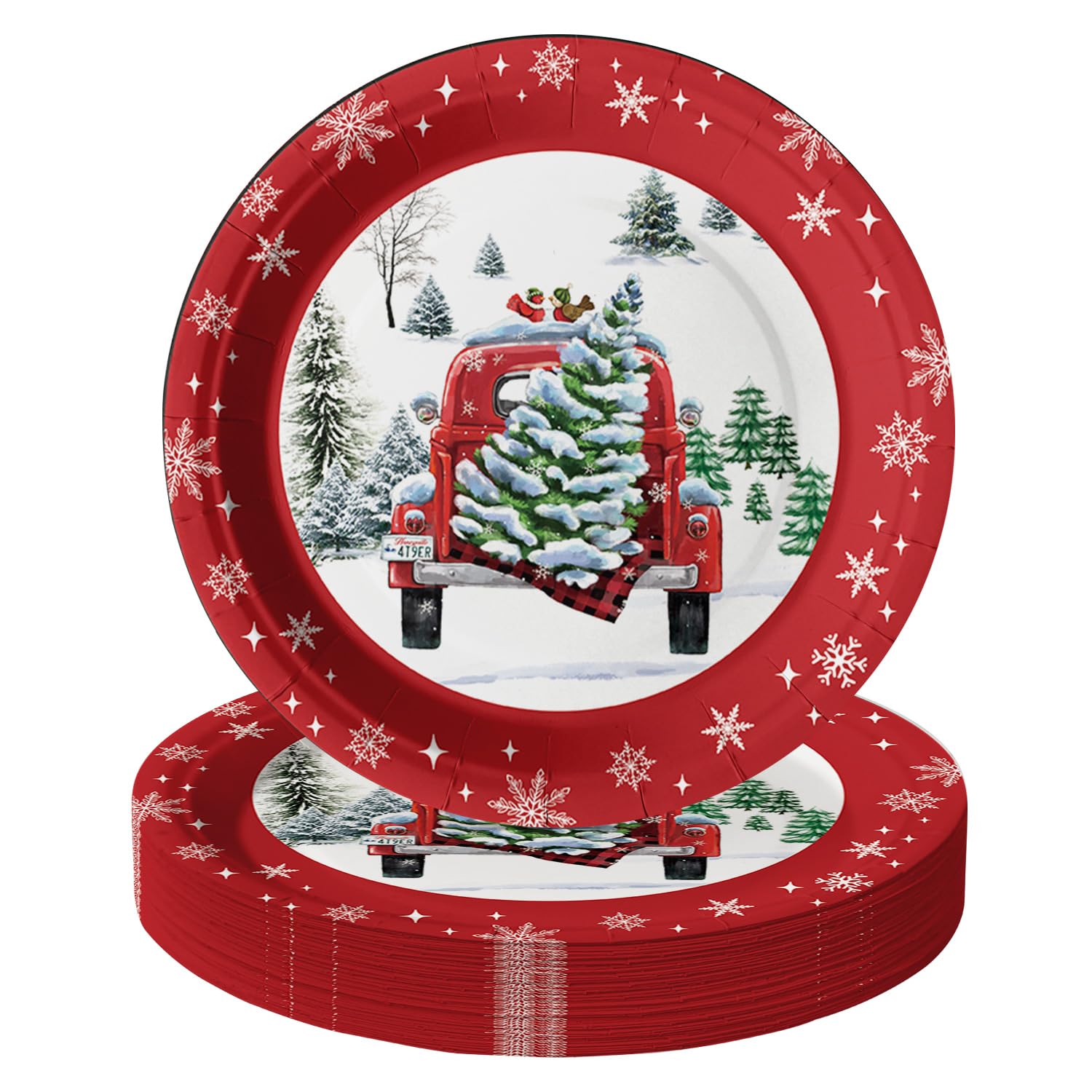Amazon.com: Horaldaily 24Pcs Christmas Paper Plates, Christmas Trees ...