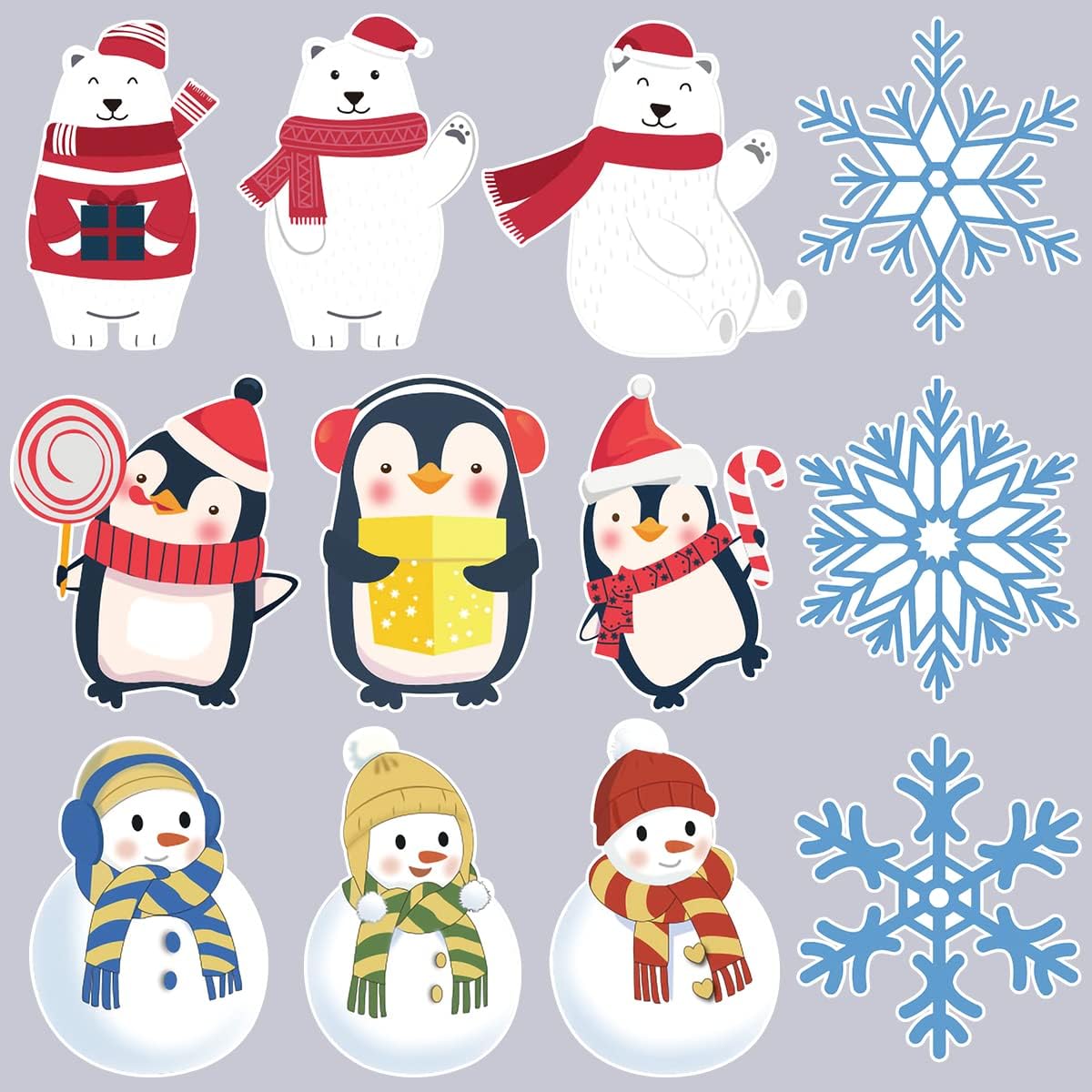 Amazon.com: 60PCS Winter Cutouts, Christmas Colorful Mix Cut-Outs ...