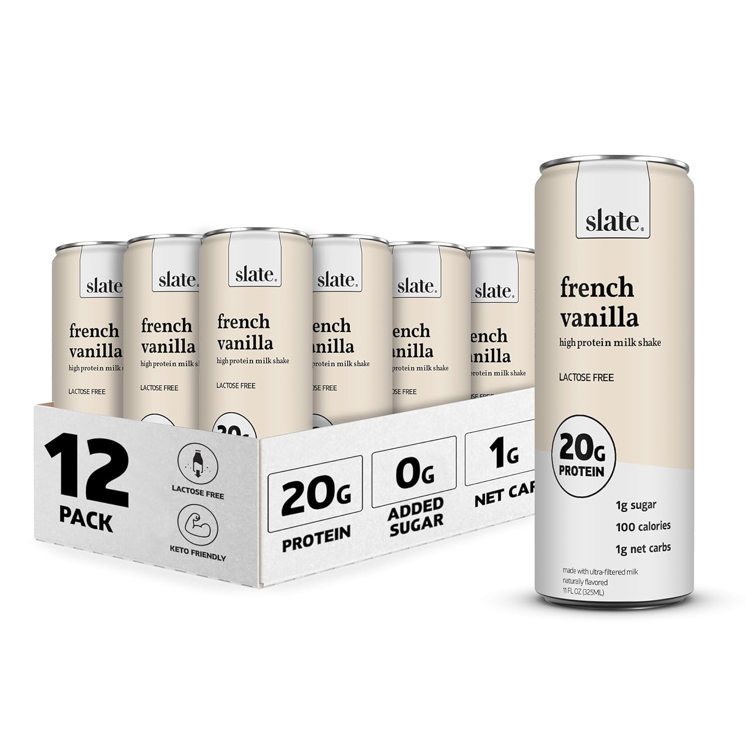 Amazon.com : Slate Milk - High Protein Shake, French Vanilla, 20g ...