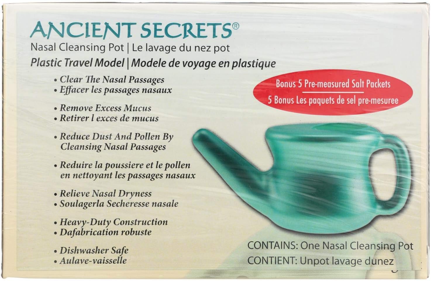 Amazon.com: Ancient Secrets Nasal Cleansing Neti Pot - Plastic - 1 Pot ...