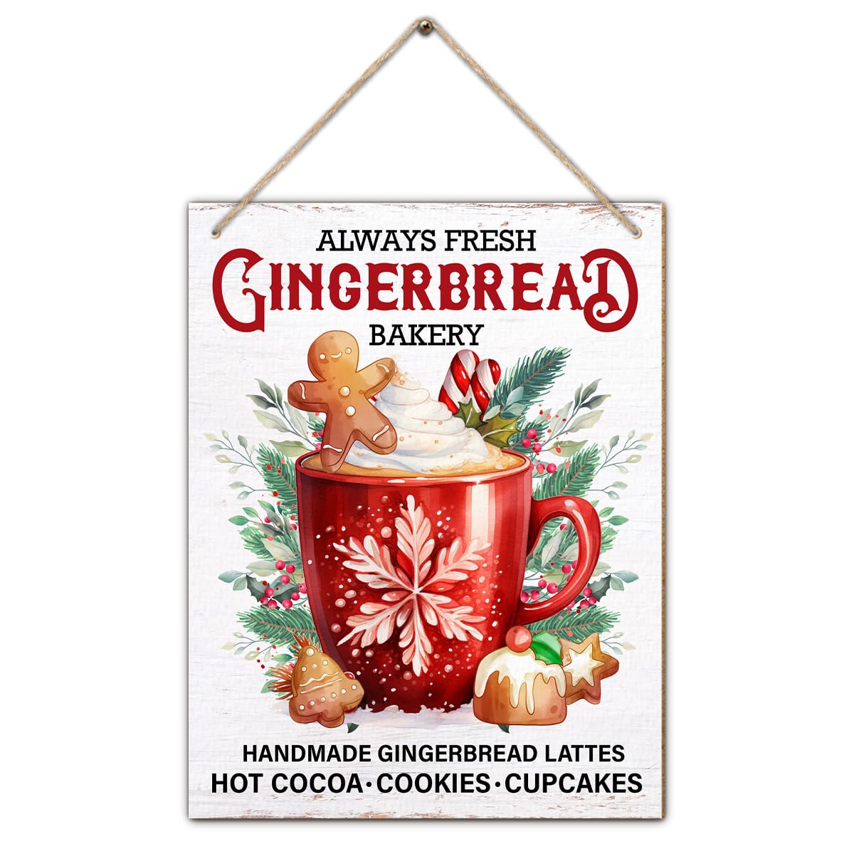 Amazon.com: Christmas Gingerbread Sign Gingerbread Bakery Wooden ...