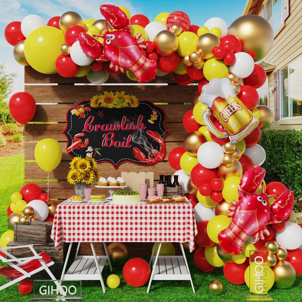 Amazon.com: Crawfish Boil Party Supplies 145pcs Crawfish Balloon Arch ...