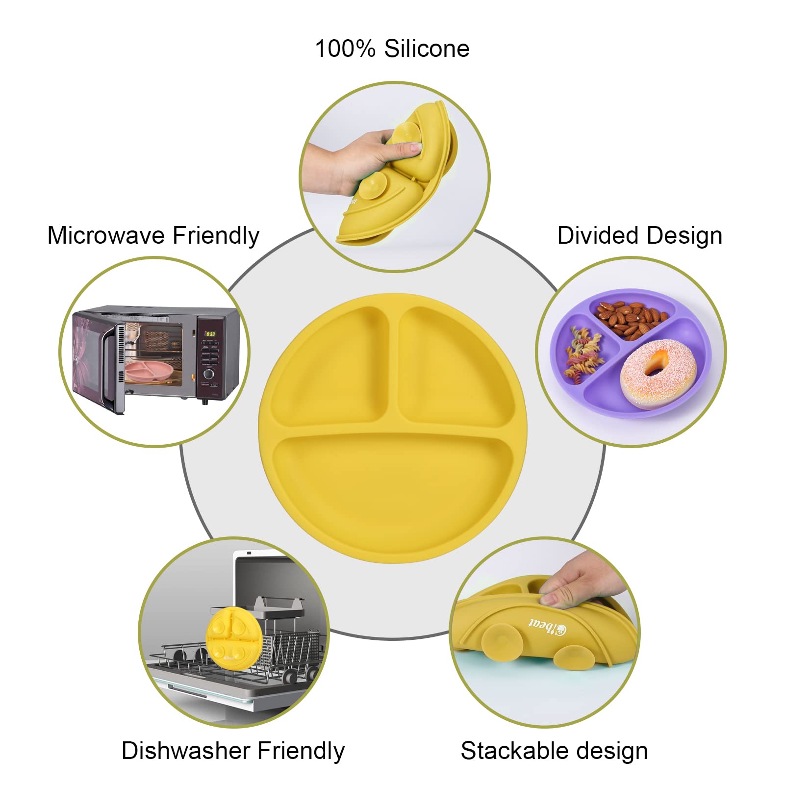 Toddler Plates Silicone Silicone Divided Toddler Plates - 3-Pack BPA ...