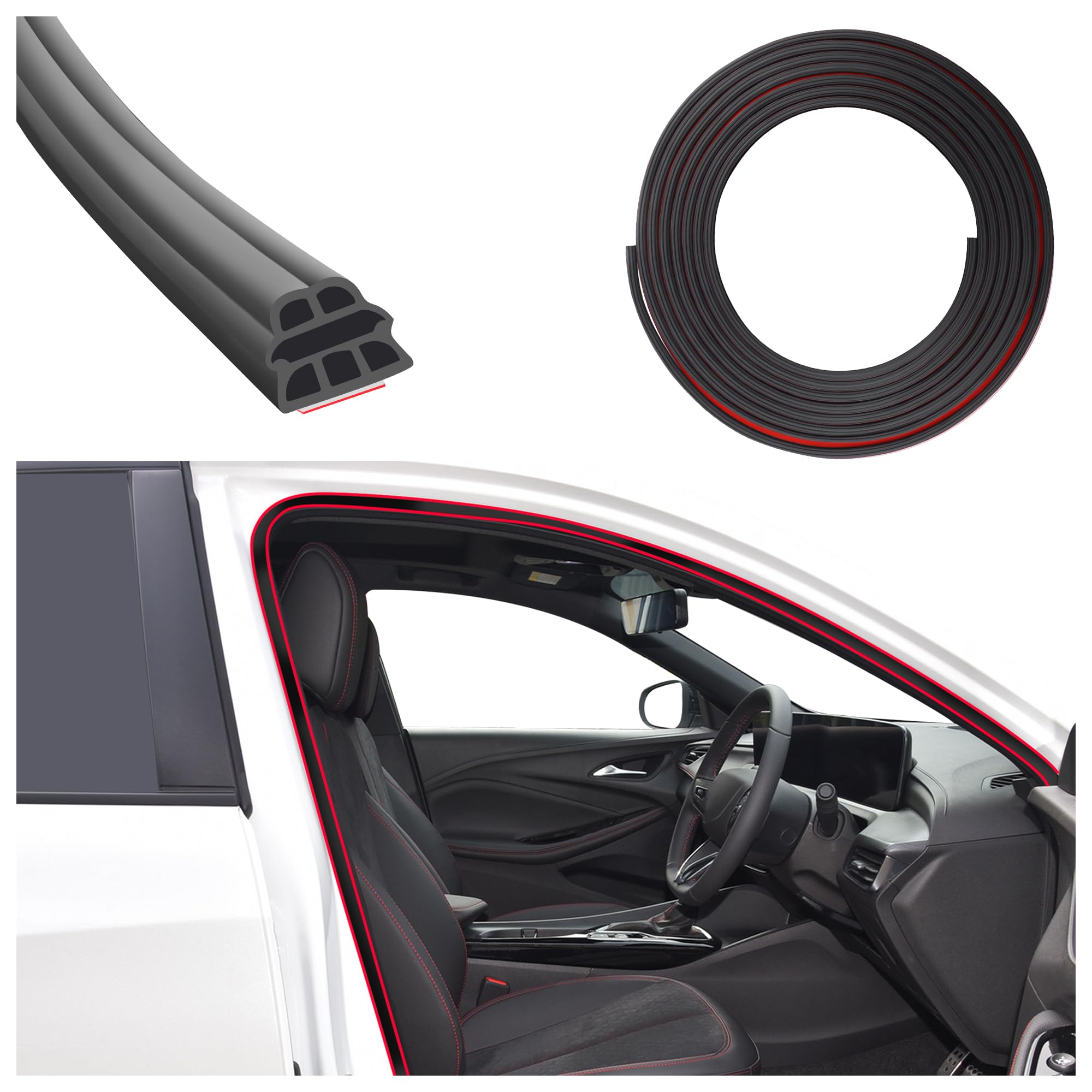 Snapklik.com : 16.4Ft Three Layer Thickening Car Door Rubber Seal Strip