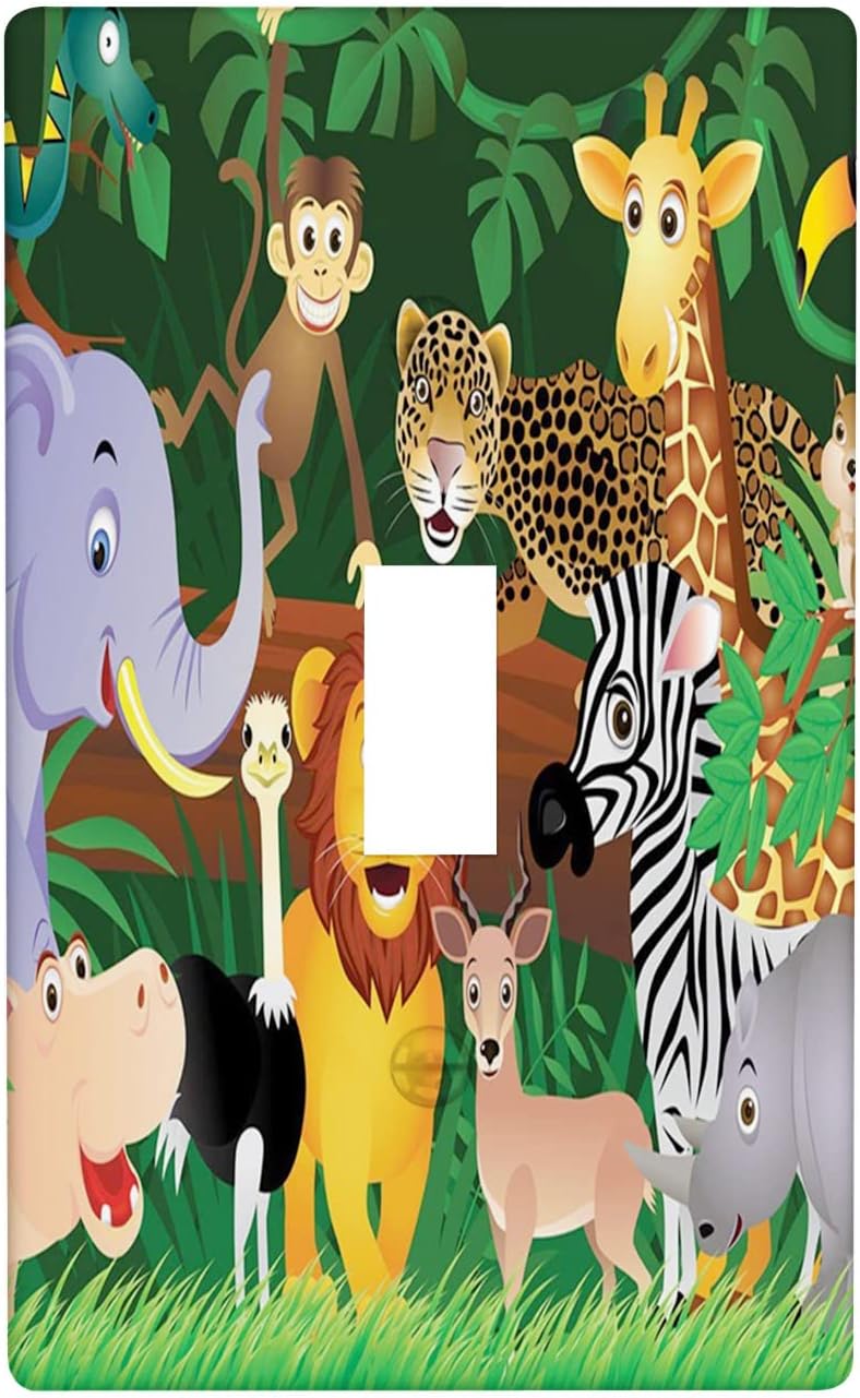 Zoo Gang Toggle Light Switch Cover,Animals in The Jungle,Single Wall ...