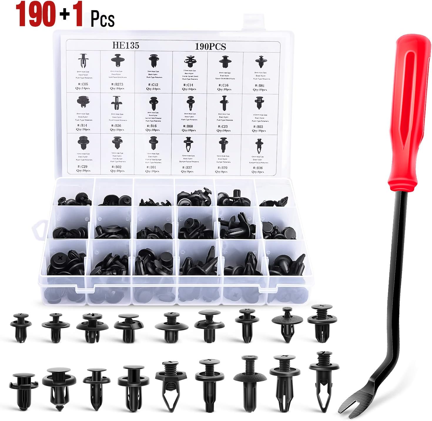 Amazon.com: Nilight 190 Pcs Car Retainer Clips Fastener Remover 18 Most ...