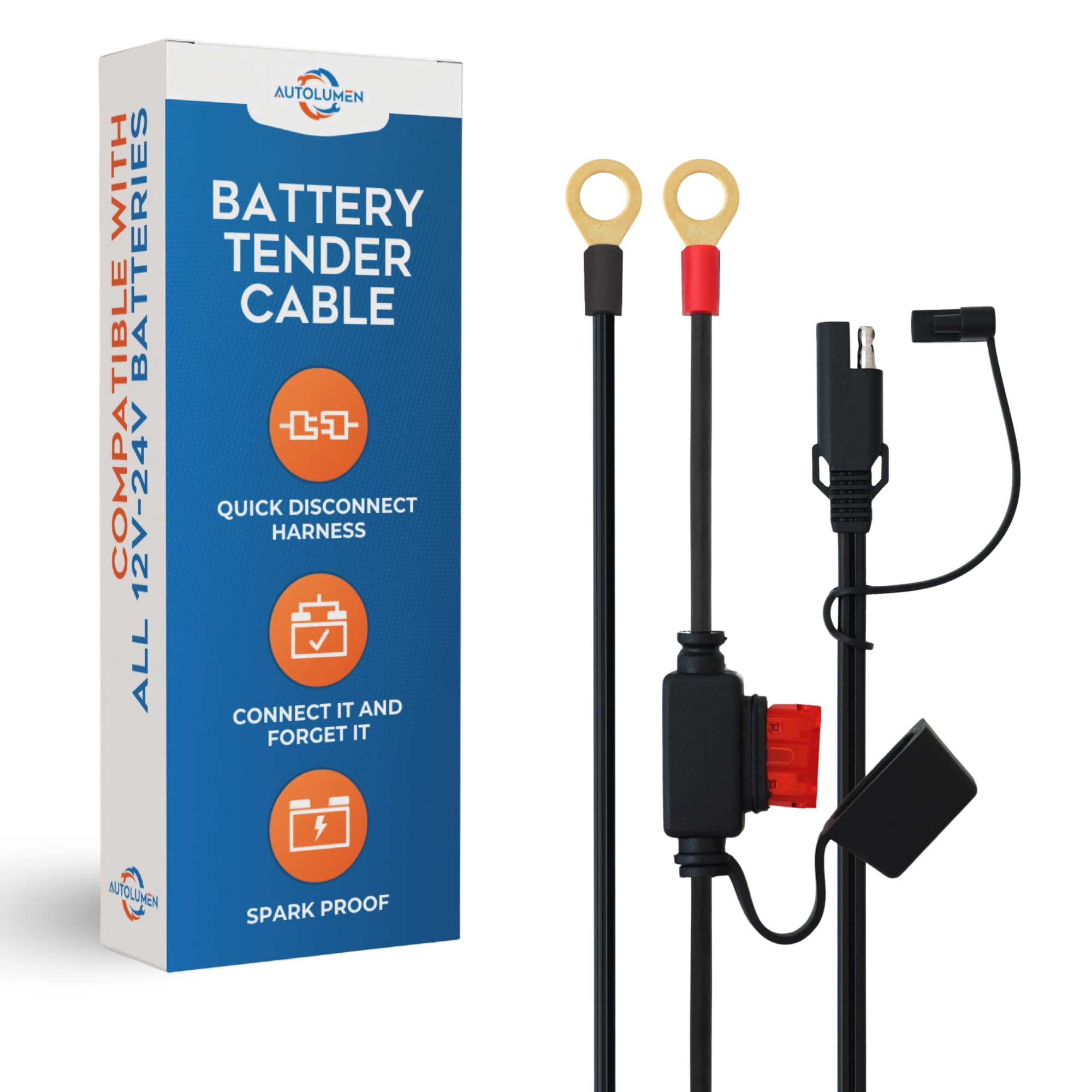 Amazon.com: AUTOLUMEN SAE Extension Cable with Ring Terminal Harness ...