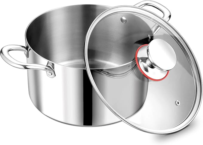 Amazon.com: P&P CHEF 5 Quart Tri-Ply Stainless Steel Stock Pot, 5 Qt ...