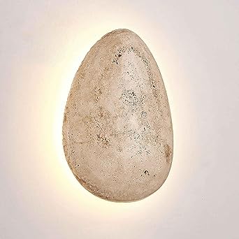 WDDJP Natural Travertine Wall Sconce LED Backlit Organic Pebble Shape ...