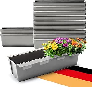 BigDean 12er Set Paletten Blumenkästen - Einsatz - mit Hängesystem zum Einhängen - 37cm Beton ...