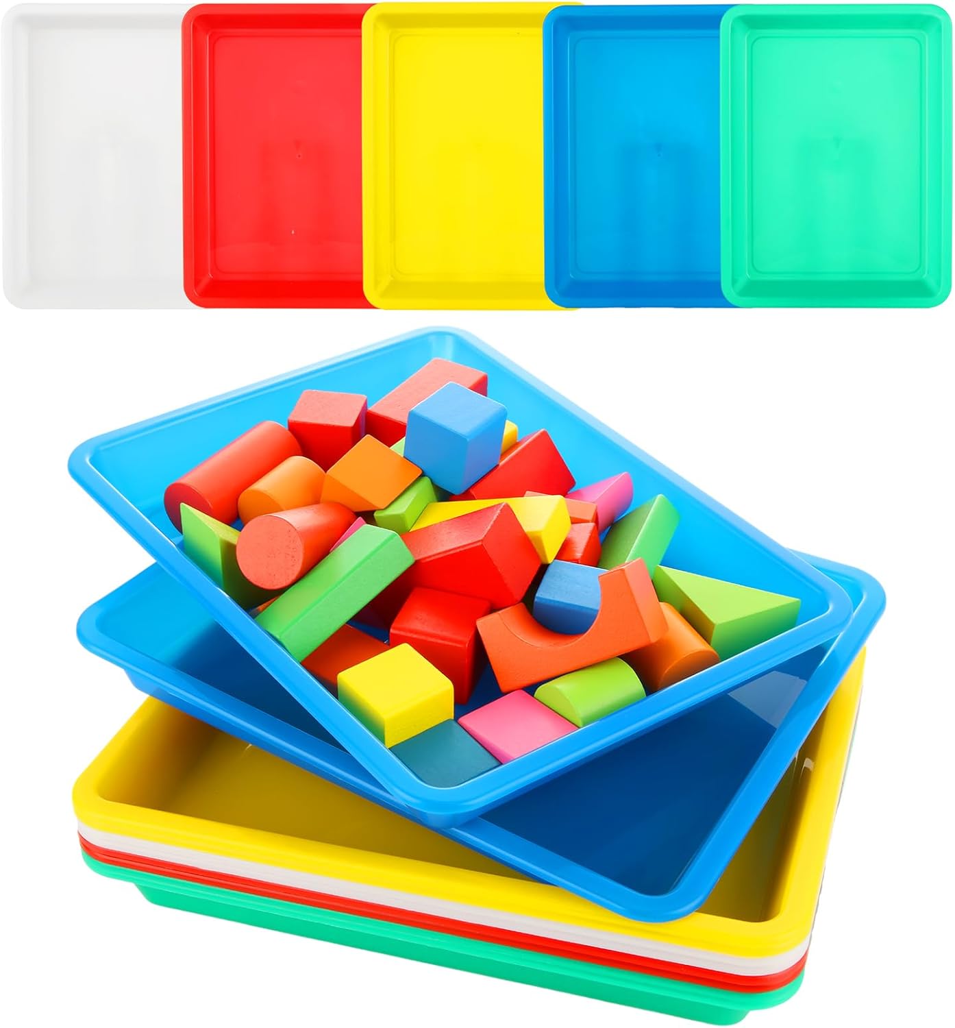 Amazon.com: FVIEXE 25 Pack 5 Colors Plastic Art Tray, Colorful Sensory ...