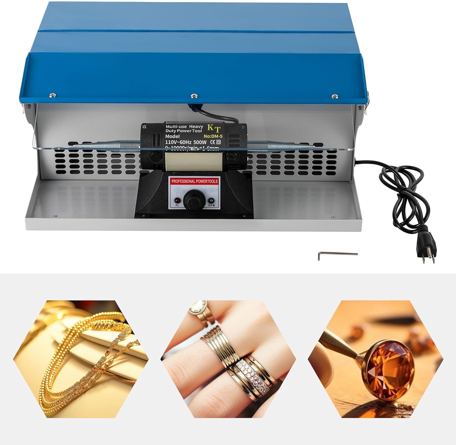 500W Jewelry Polisher, Freestanding Benchtop Polishing Buffing Machine ...
