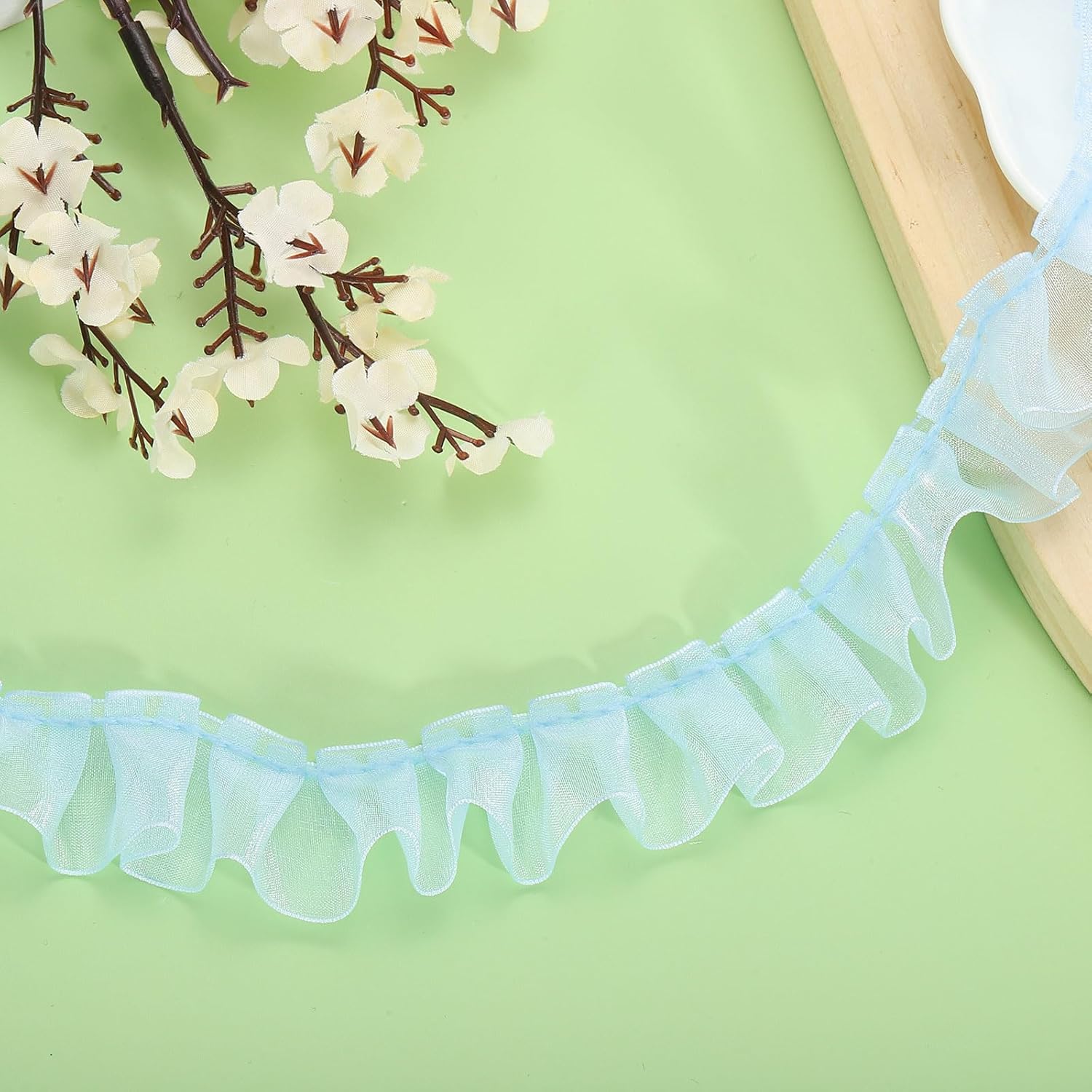 Amazon.com: uxcell 11 Yards Ruffle Lace Trim Ribbon, 1" Pleated Organza ...