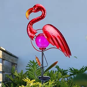 Amazon.com : Starryfill Flamingo Solar Light Garden Decoration Metal ...