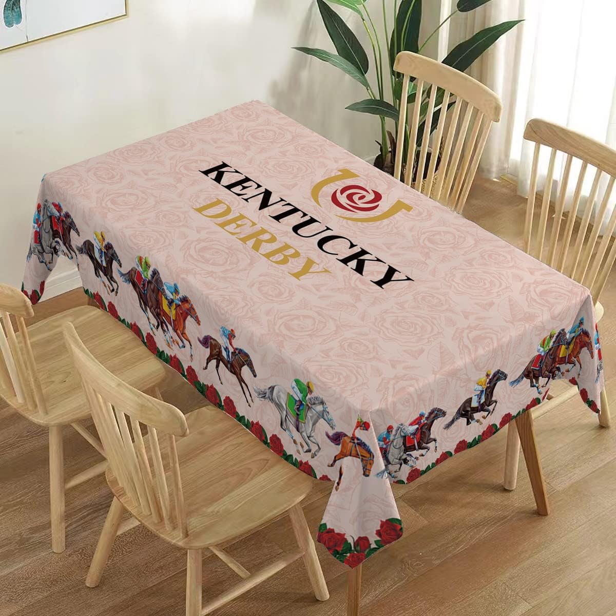 Amazon.com: Ertyjikg 3PCS Horse Racing Party Tablecloths - Derby Day ...
