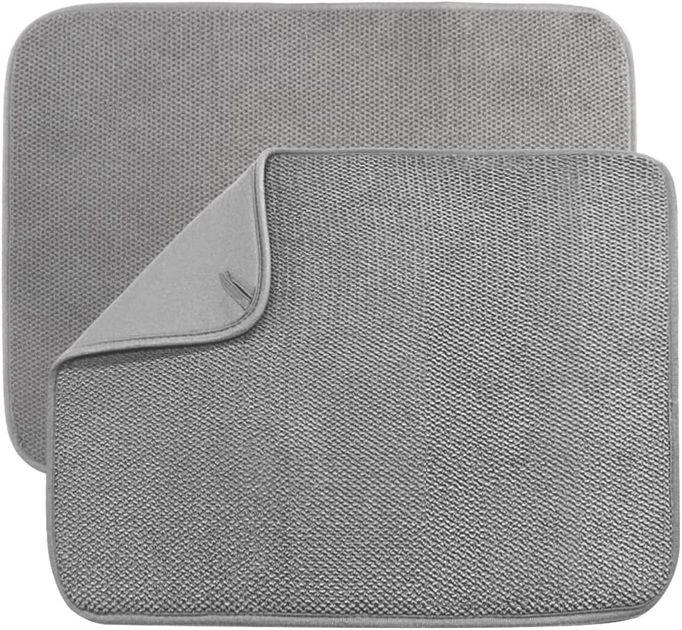Amazon.com: 2 Pack Microfiber Dish Drying Mat,Absorbent Dish Drainer ...